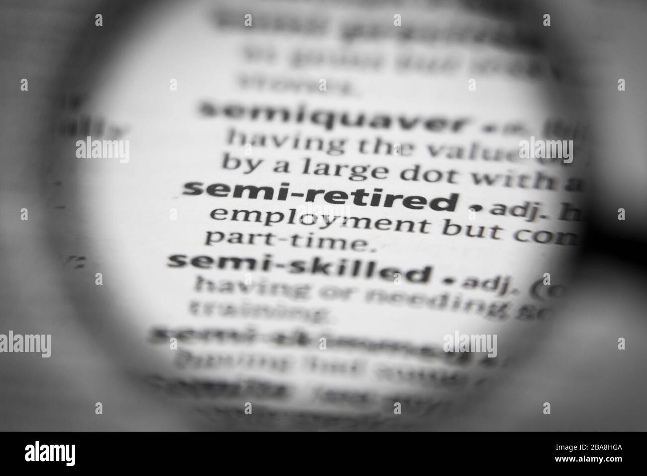 Word or phrase semi-retired in a dictionary. Great photo for your needs ...