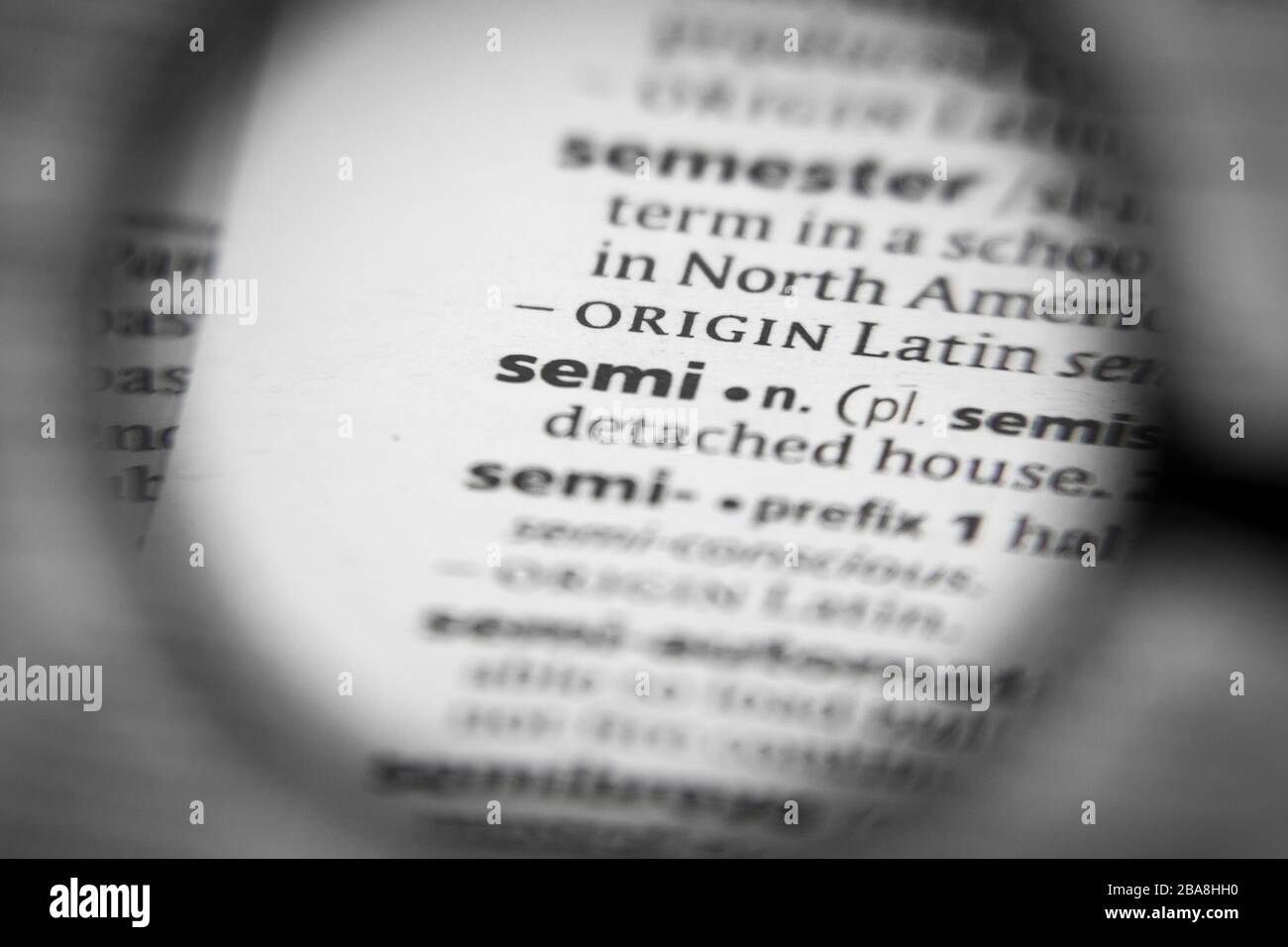 Word or phrase semi in a dictionary. Great photo for your needs Stock ...