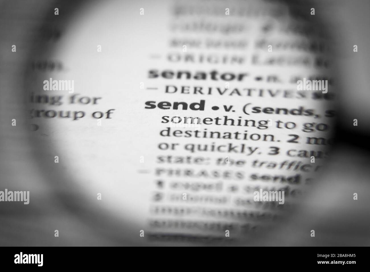 Word or phrase send in a dictionary. Great photo for your needs Stock ...