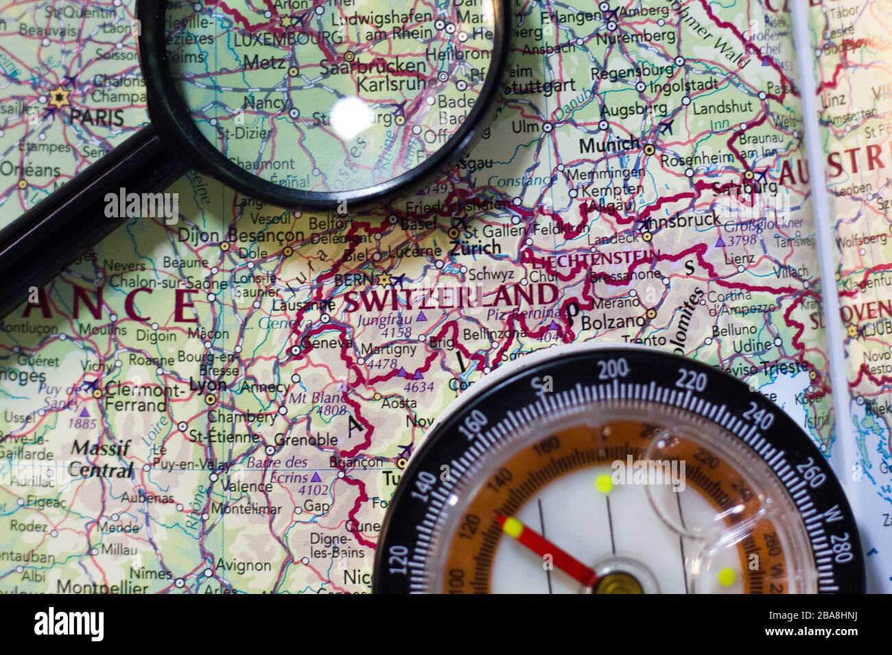 Switzerland on the map of the world or atlas Stock Photo - Alamy