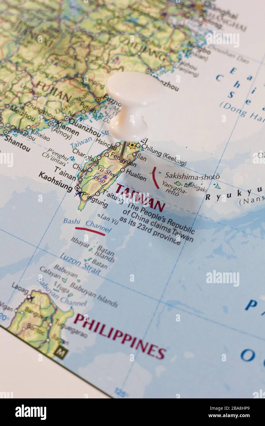 Taiwan on the map of the world or atlas Stock Photo - Alamy