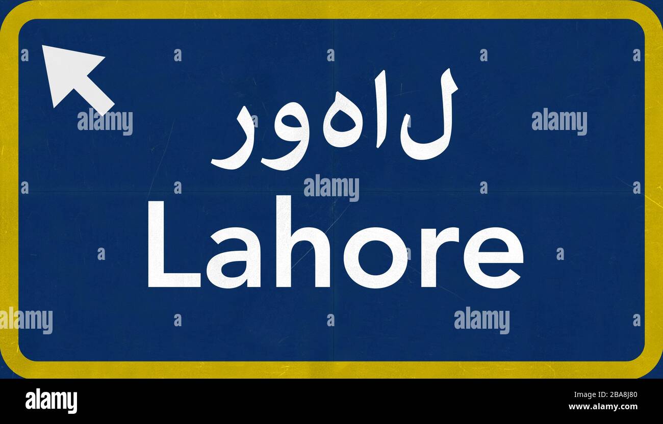 Lahore Pakistan Highway Road Sign Background Texture Stock Photo - Alamy