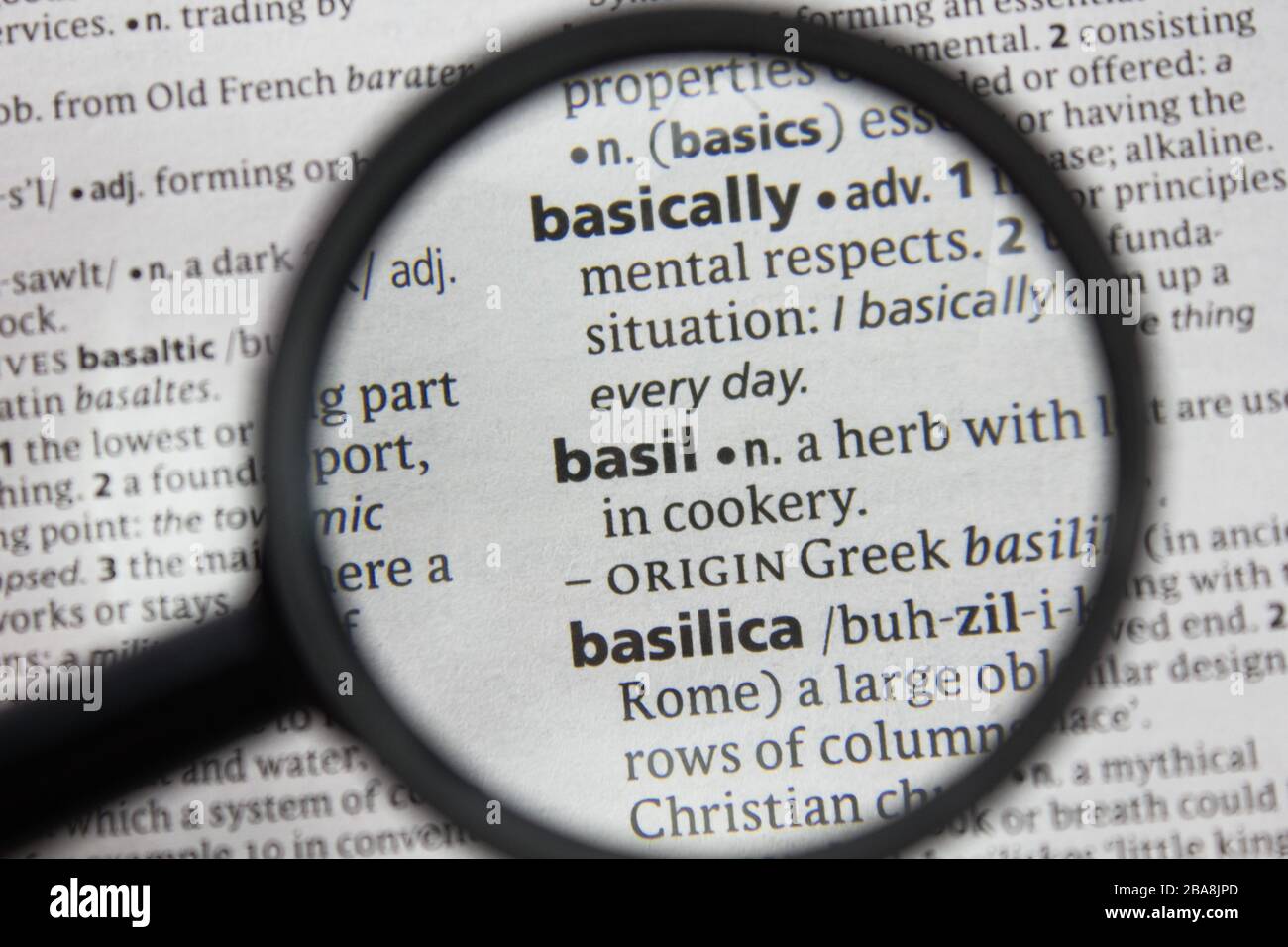 The word or phrase basil in a dictionary Stock Photo - Alamy