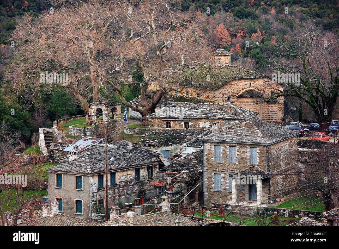 MIKRO PAPINGO VILLAGE, GREECE. Partial view of one of the most ...