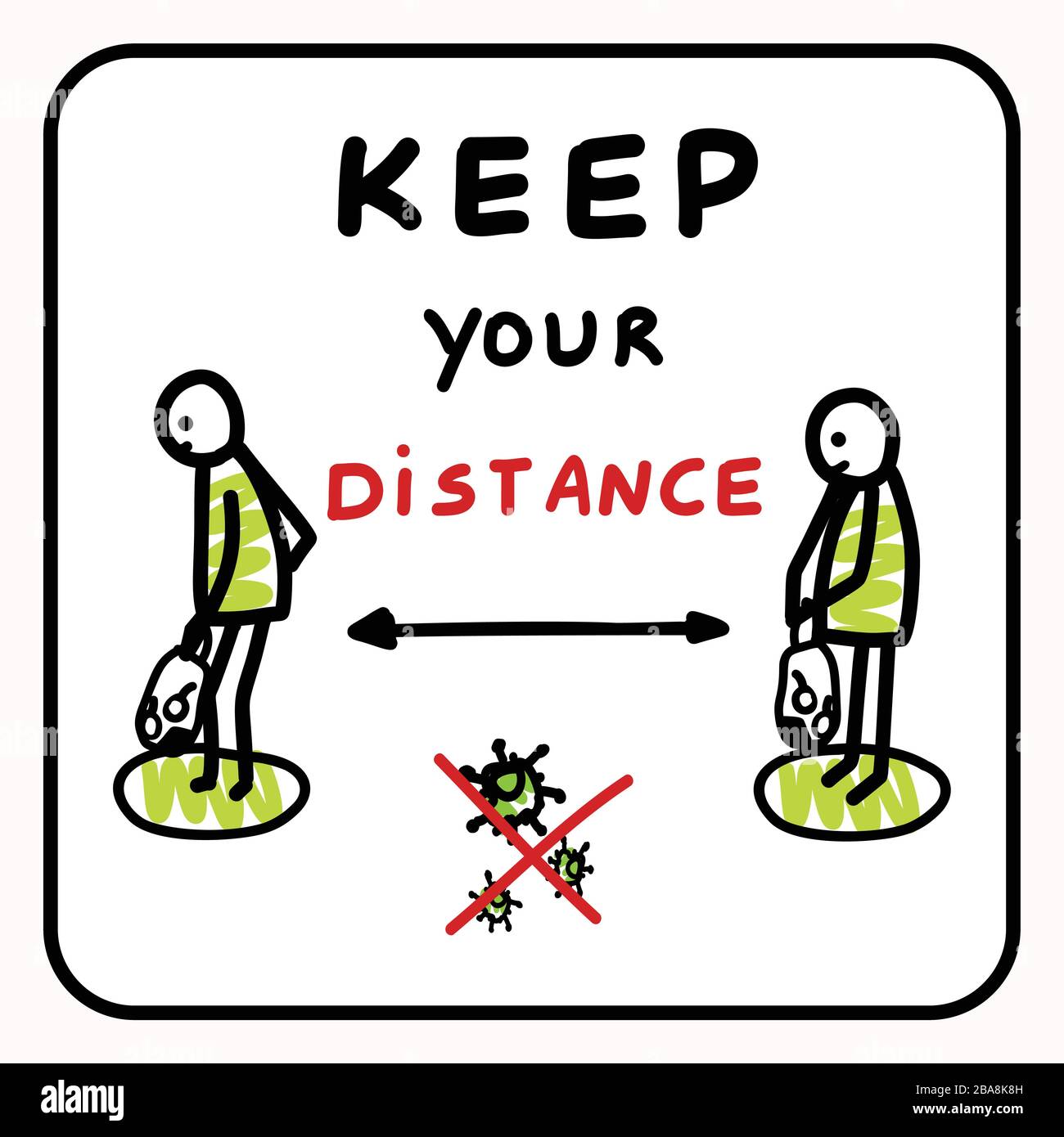 Corona virus cartoon social distancing infographic. Viral flu help ...