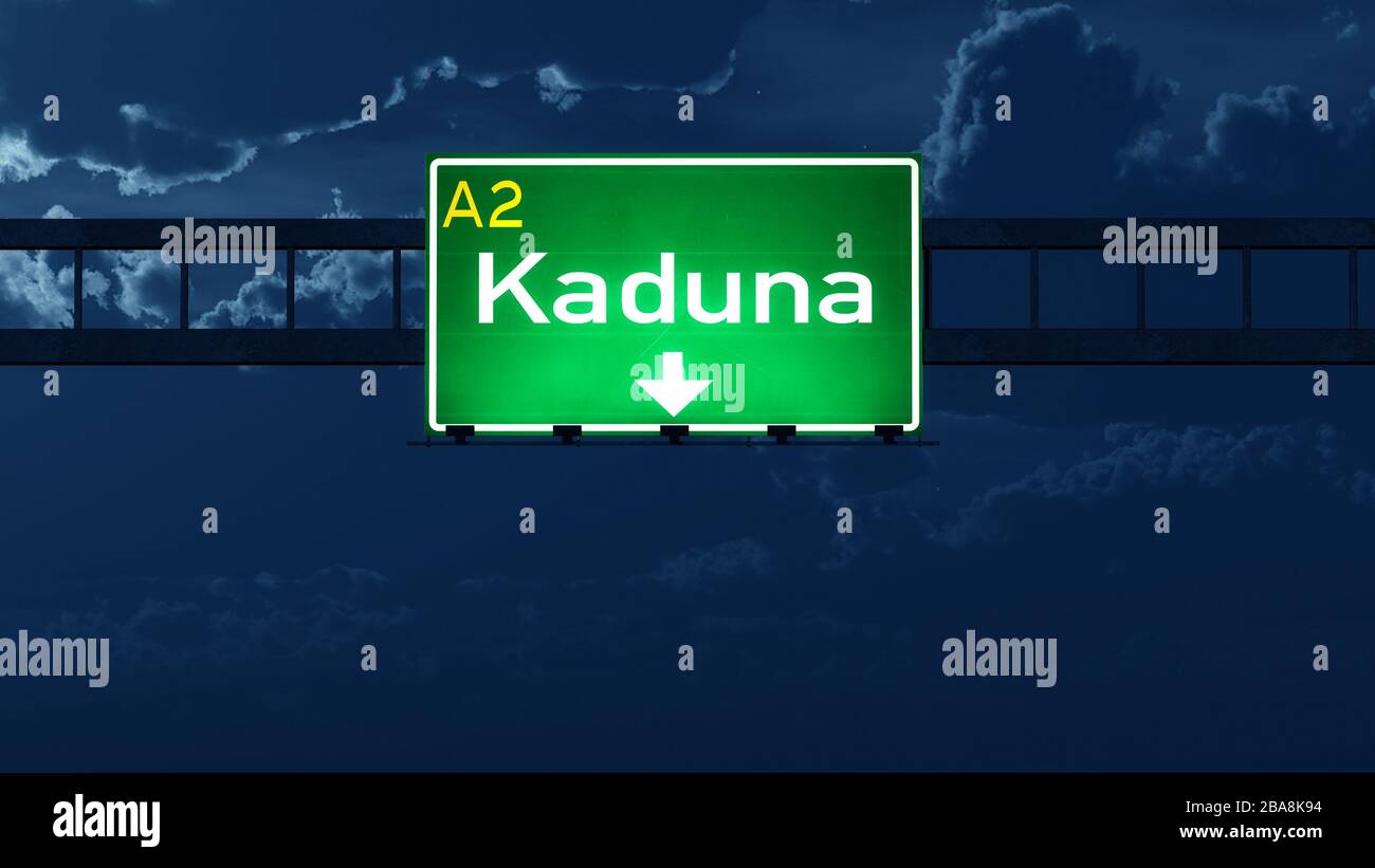 Kaduna Nigeria Highway Road Sign at Night 3D artwork Stock Photo - Alamy