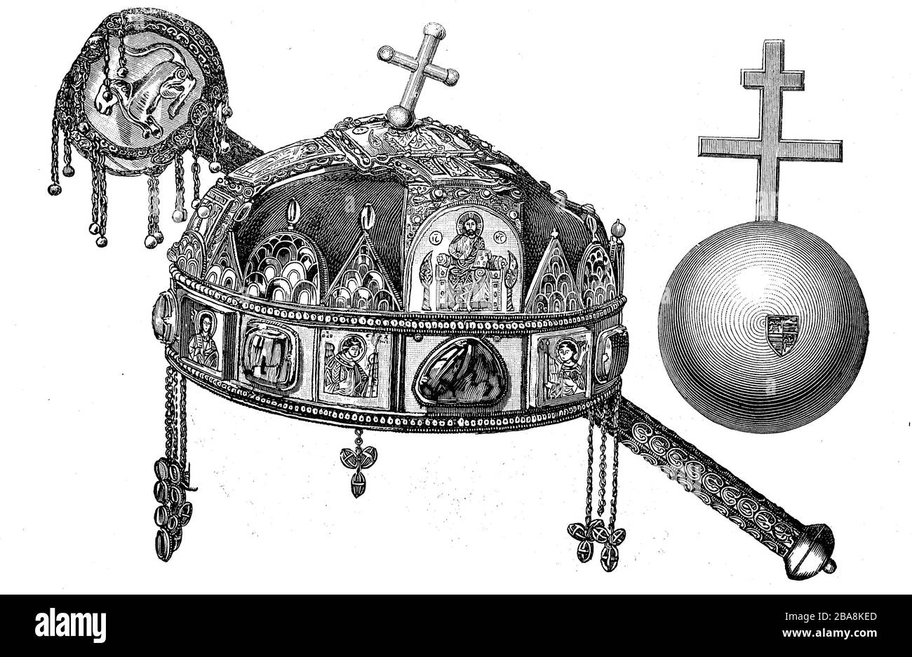 Hungarian royal crown, St. Stephen's crown, sceptre and imperial orb ...