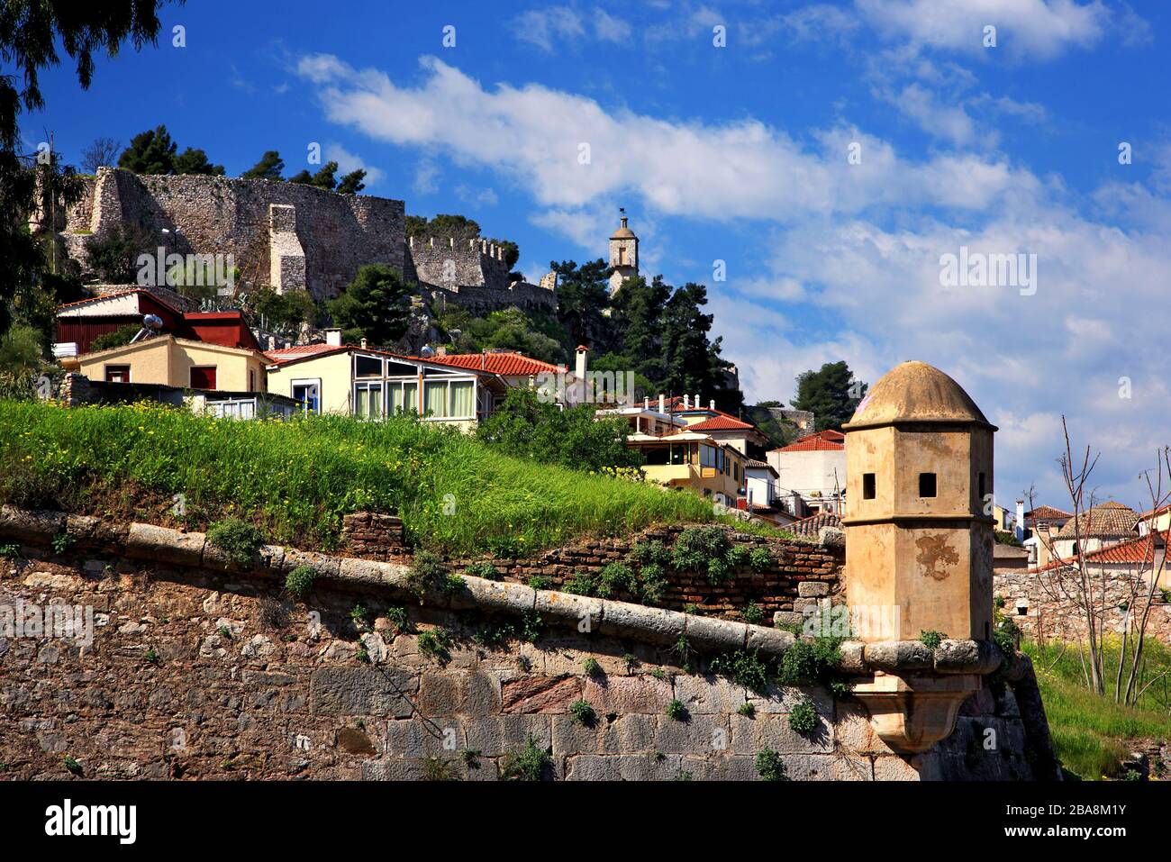 View of Akronafplia, one of the 3 castles of Nafplio town, Argolis ...