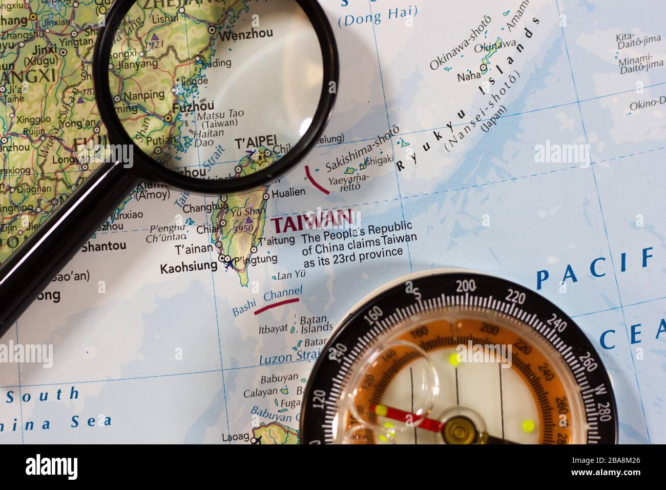 Taiwan on the map of the world or atlas Stock Photo - Alamy