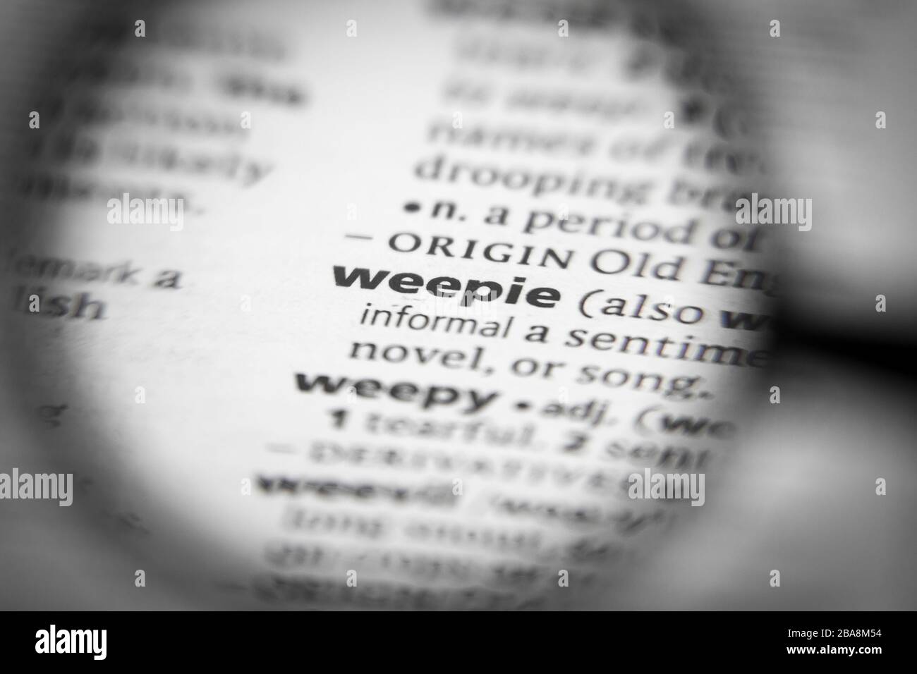 Word or phrase weepie in a dictionary. Great photo for your needs Stock ...