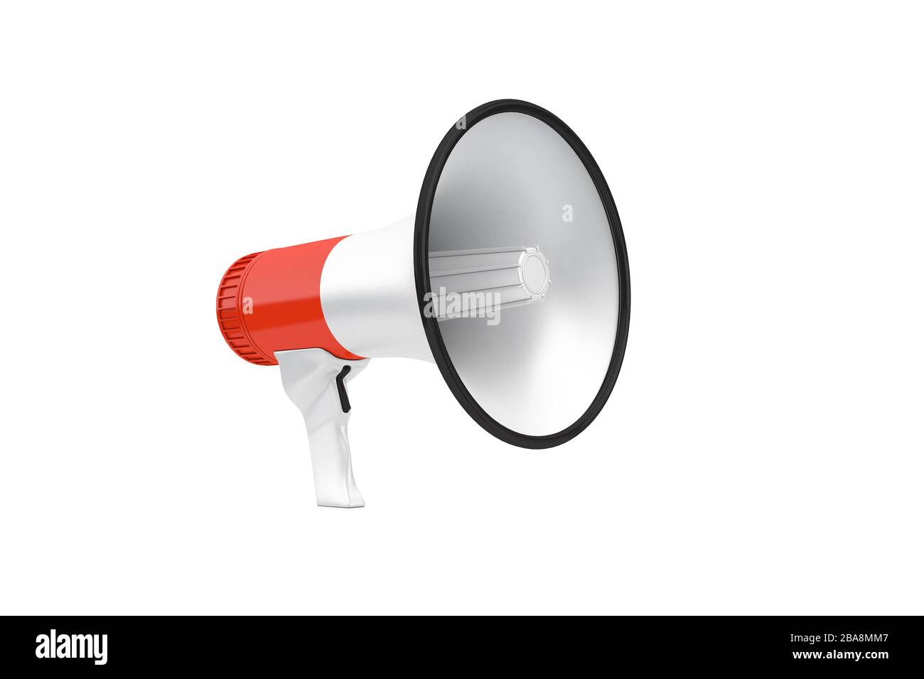 3d rendering, side and front view of red megaphone, isolated on white ...