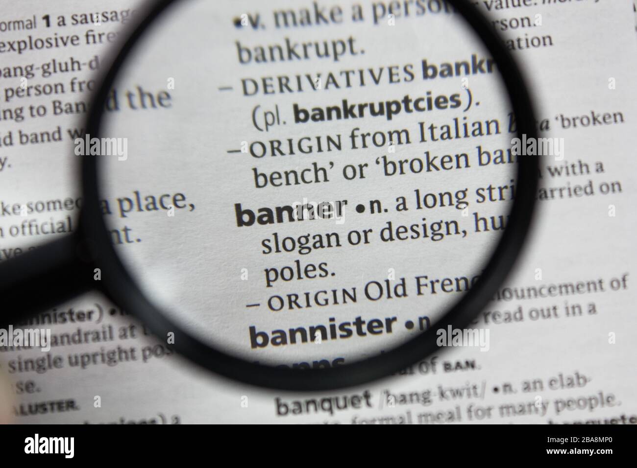 The word or phrase banner in a dictionary Stock Photo - Alamy