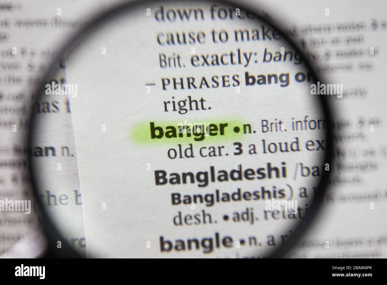 The word or phrase banger in a dictionary Stock Photo - Alamy