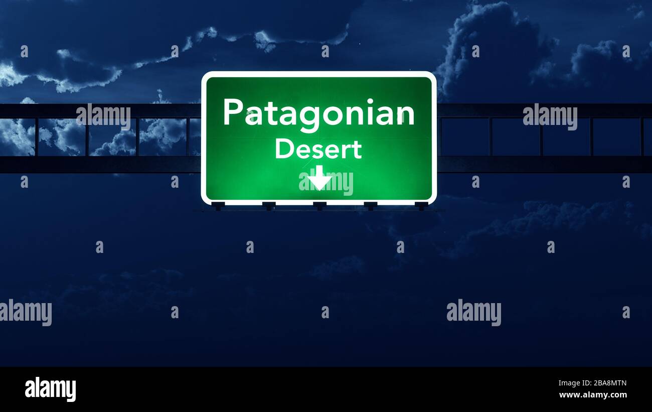 Patagonian Desert South America Highway Road Sign at Night 3D artwork ...