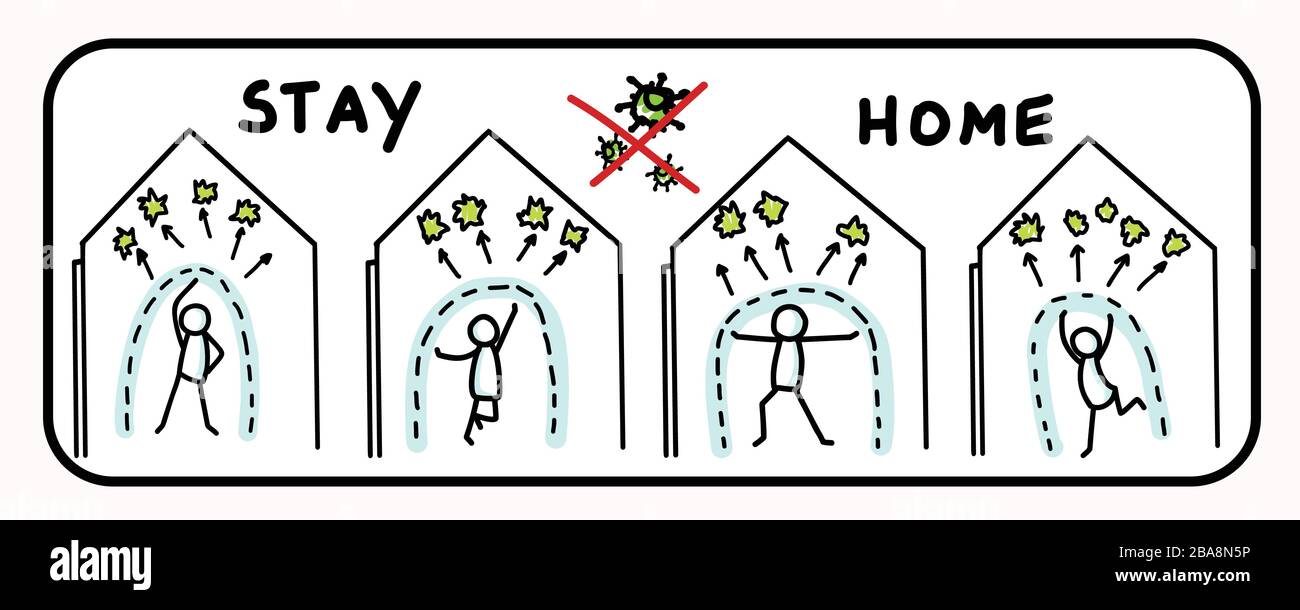 Corona virus stay at home banner poster. Advice to stay indoors to ...