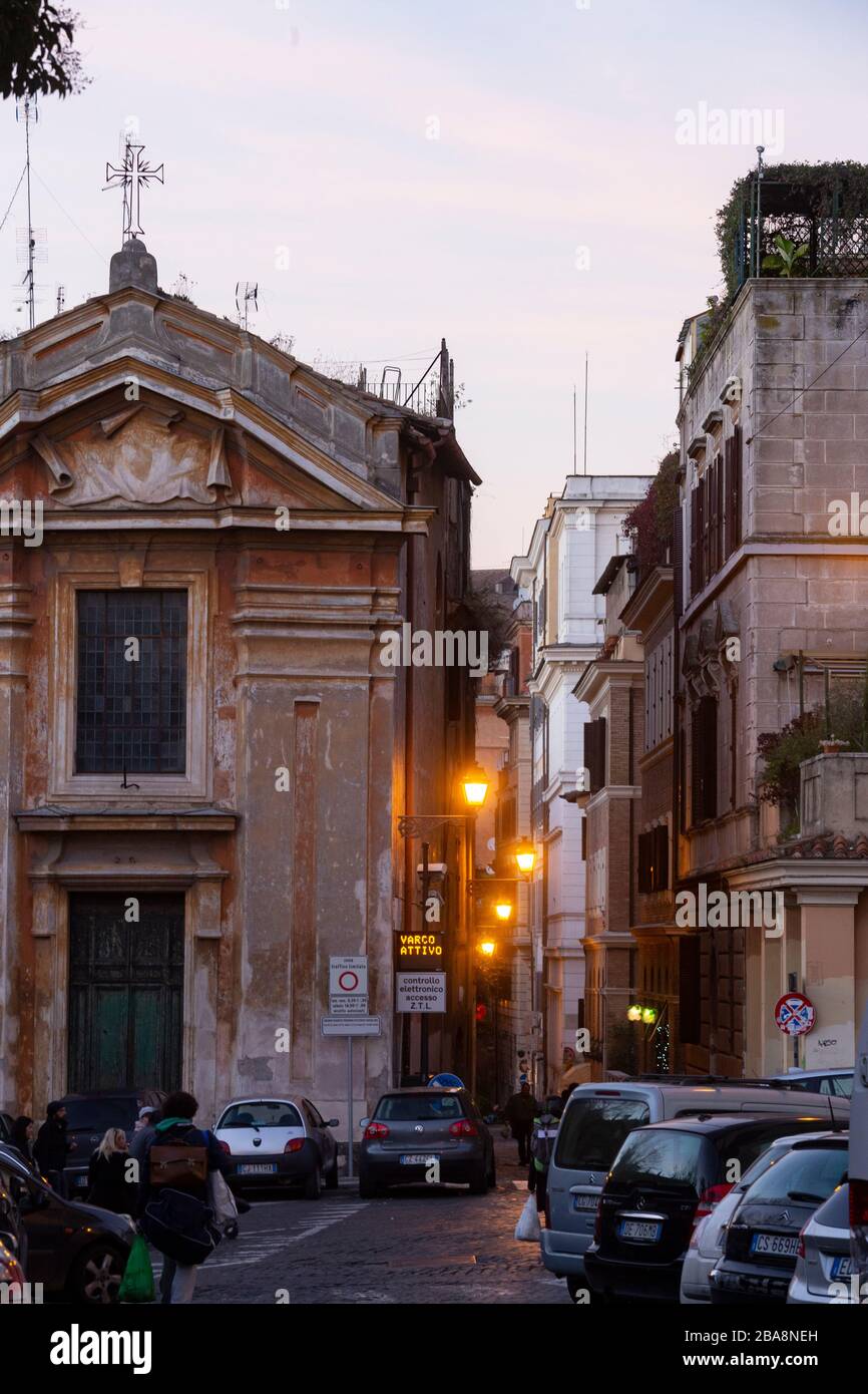 Historical quarter in Rome at night Stock Photo - Alamy