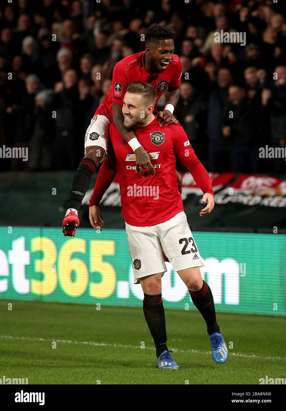 Manchester uniteds luke shaw celebrates scoring hi-res stock ...