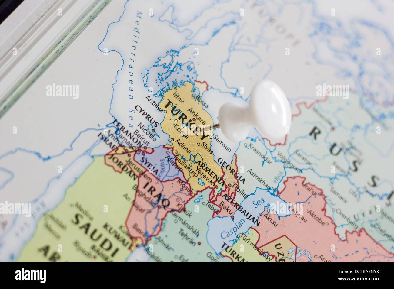 Turkey on the map of the world or atlas Stock Photo - Alamy