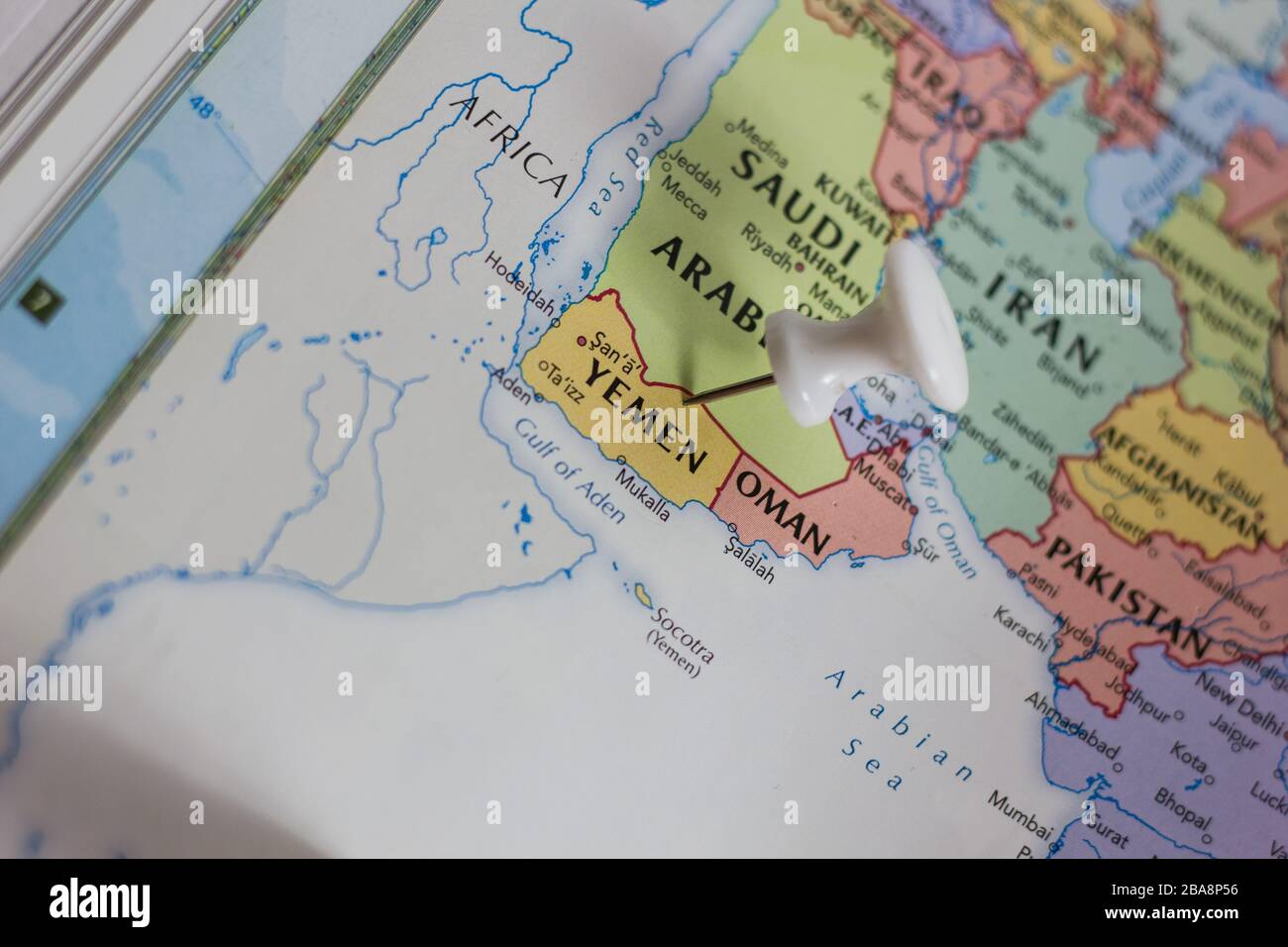 Yemen on the map of the world or atlas Stock Photo - Alamy