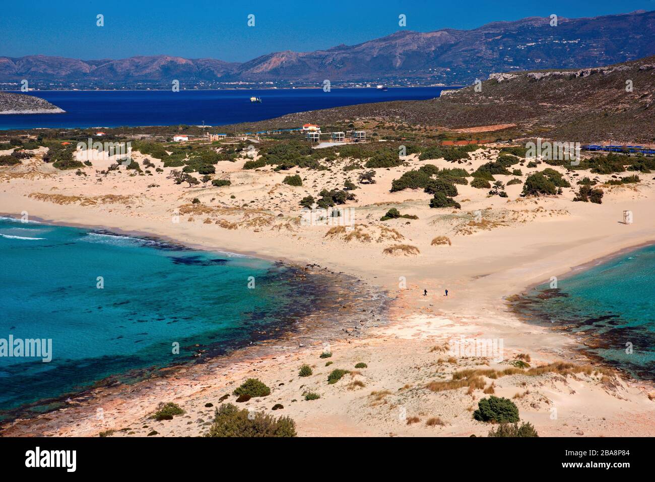 The famous "double" beach known as "Simos", Elafonissos island, Lakonia ...