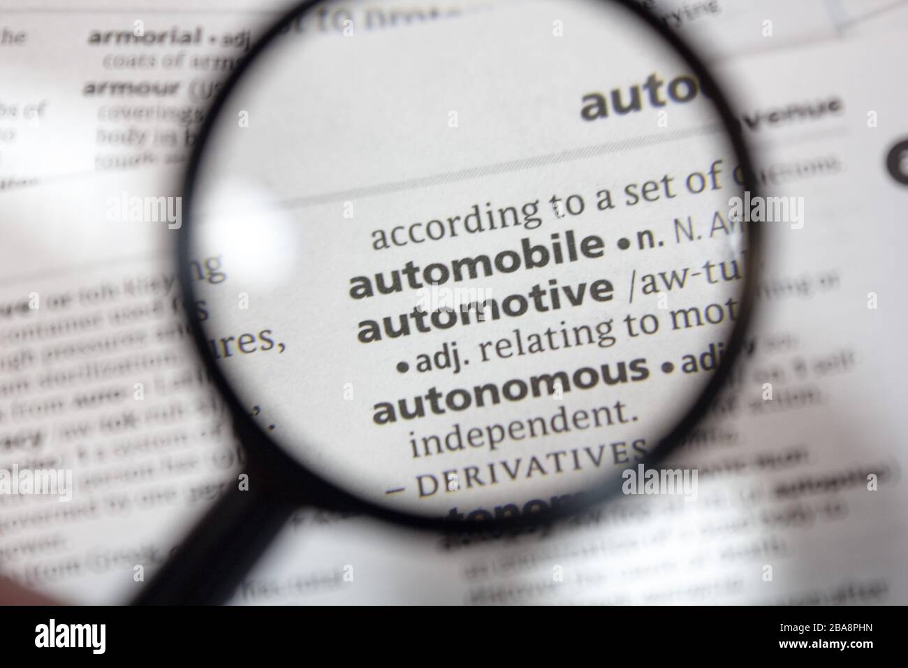The word of phrase automobile in a dictionary Stock Photo - Alamy