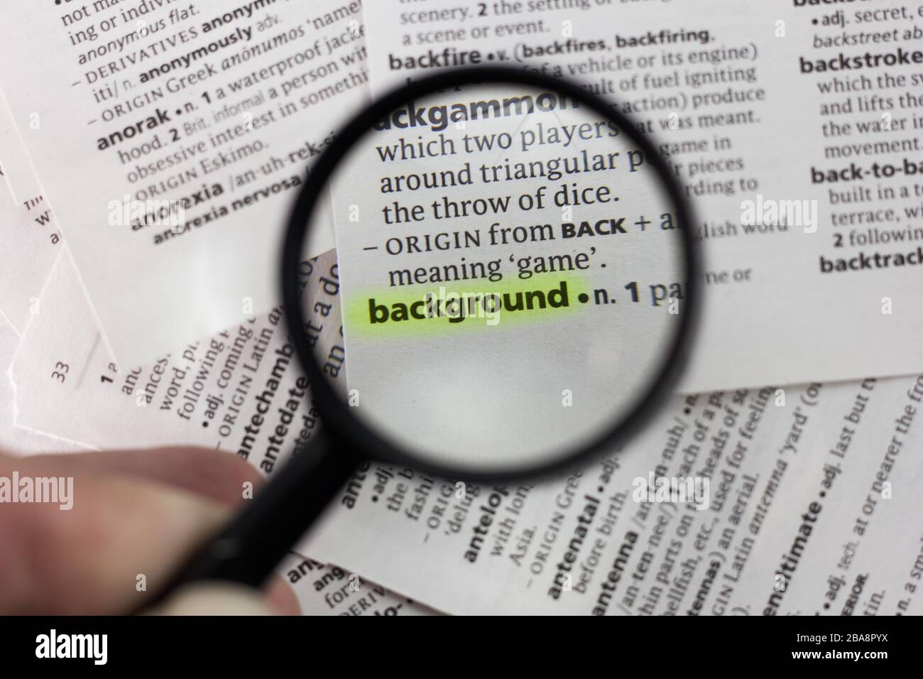 The word or phrase background in a dictionary Stock Photo - Alamy