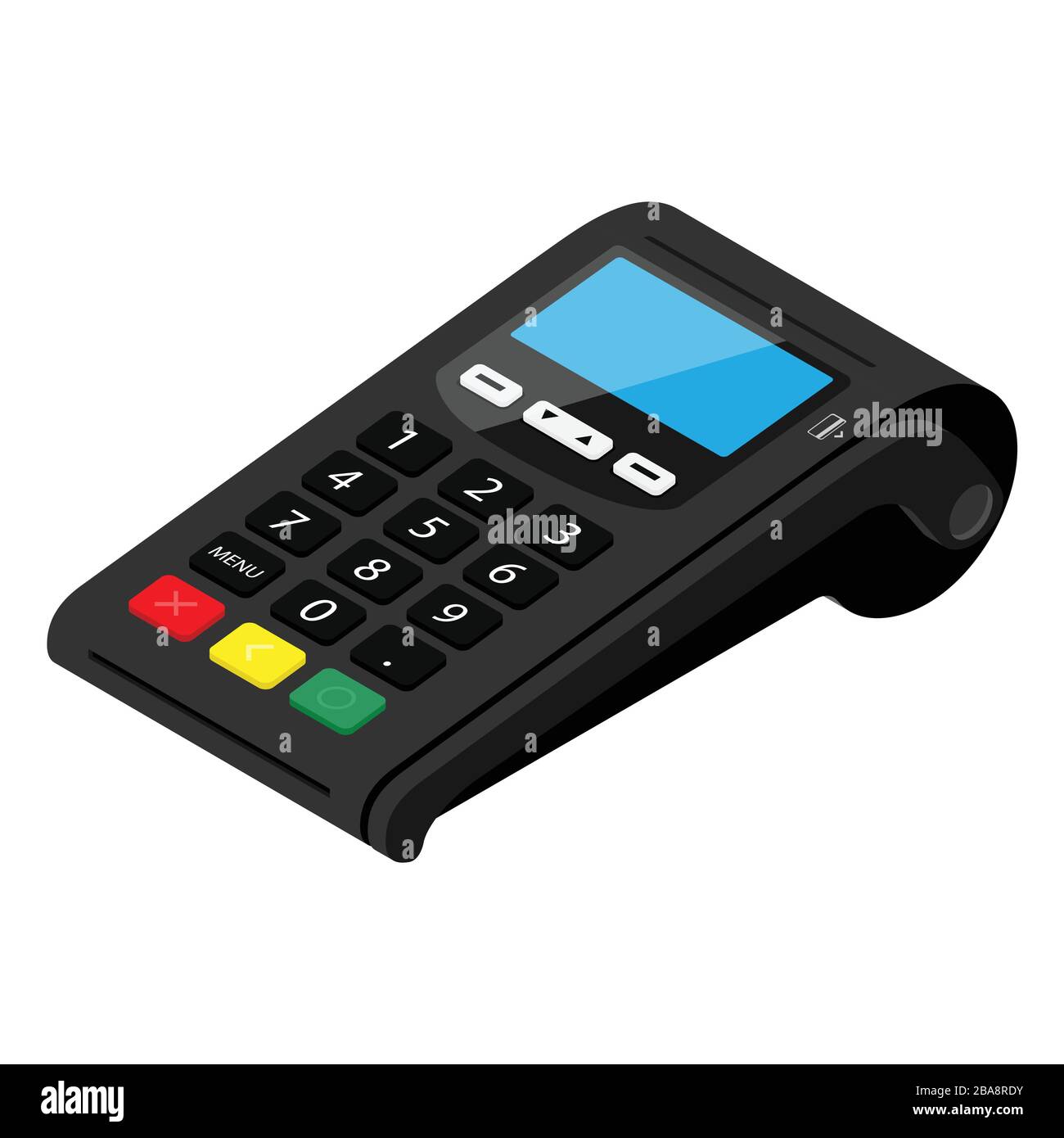 POS Terminal payment machine isolated on white background. Bank Payment Terminal. Processing NFC ...