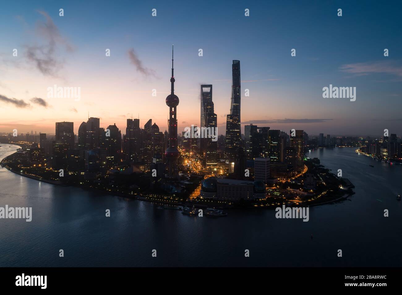 aerial view of Lujiazui, Shanghai city, at dawn Stock Photo - Alamy