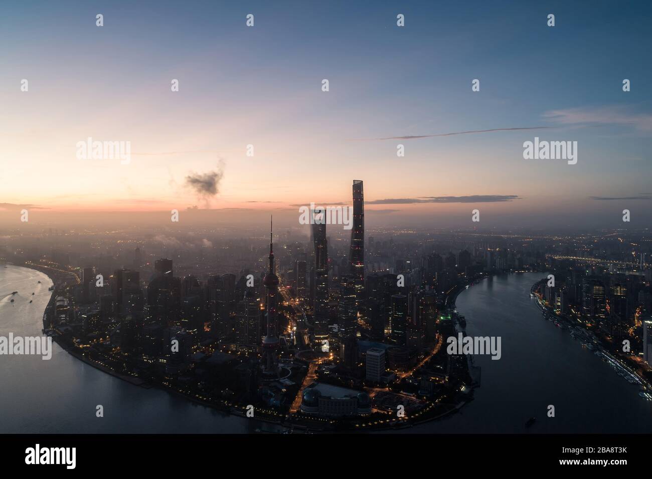 aerial view of Lujiazui, Shanghai city, at dawn Stock Photo - Alamy