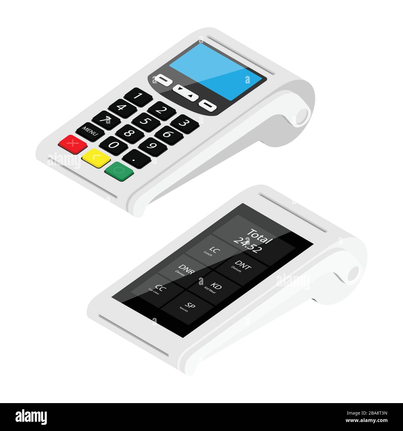 New modern smart pos terminal and POS terminal payment machine isolated on white background ...