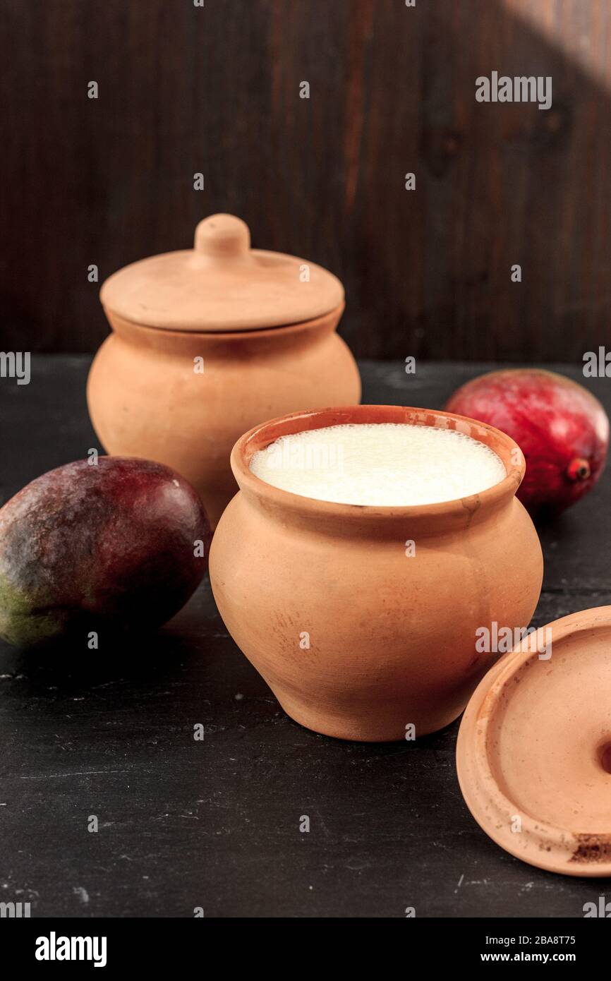 Fresh lassi in traditional indian clay pot Stock Photo - Alamy
