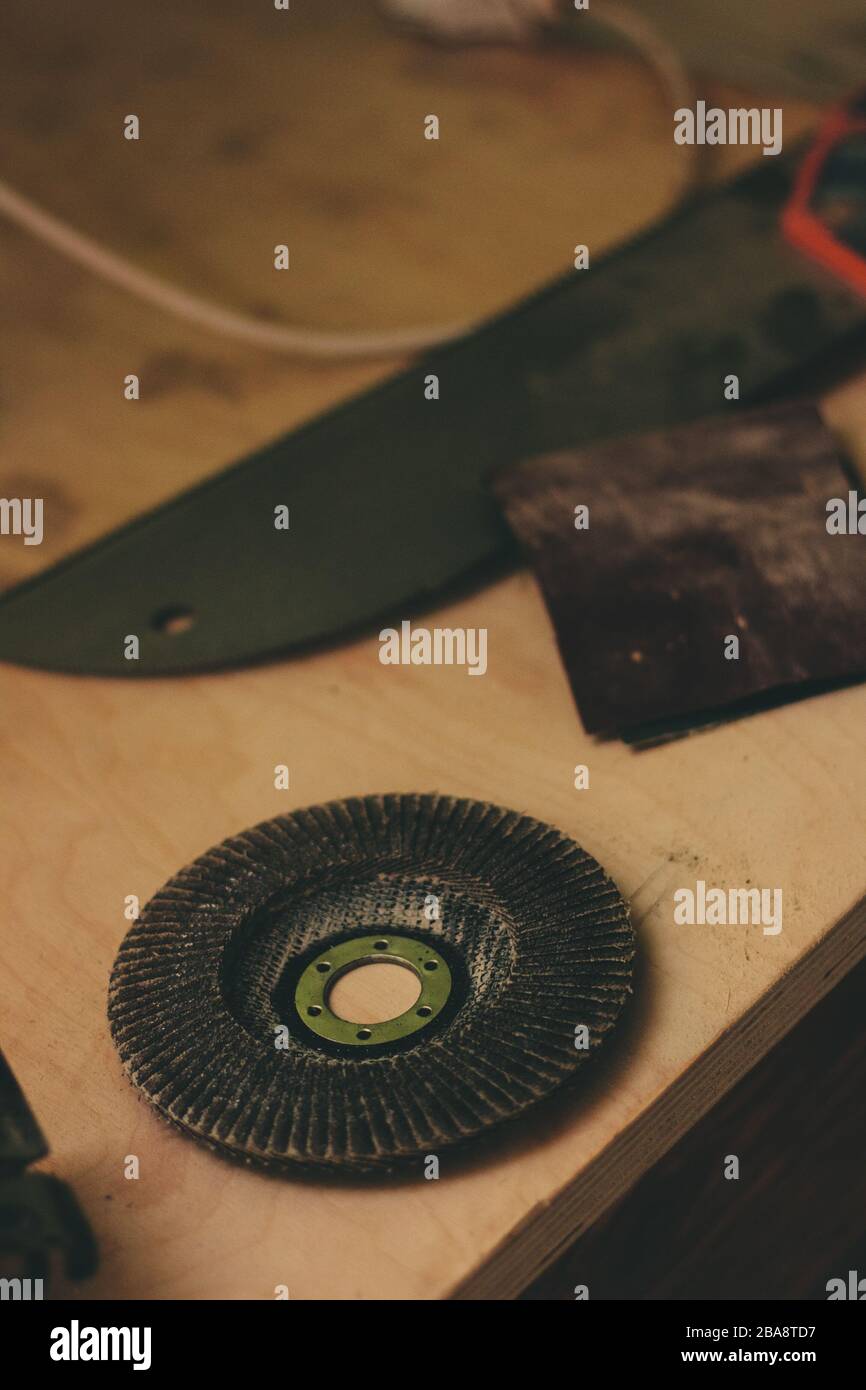 Round circular metal tool for carpenter work. Great photo for your ...