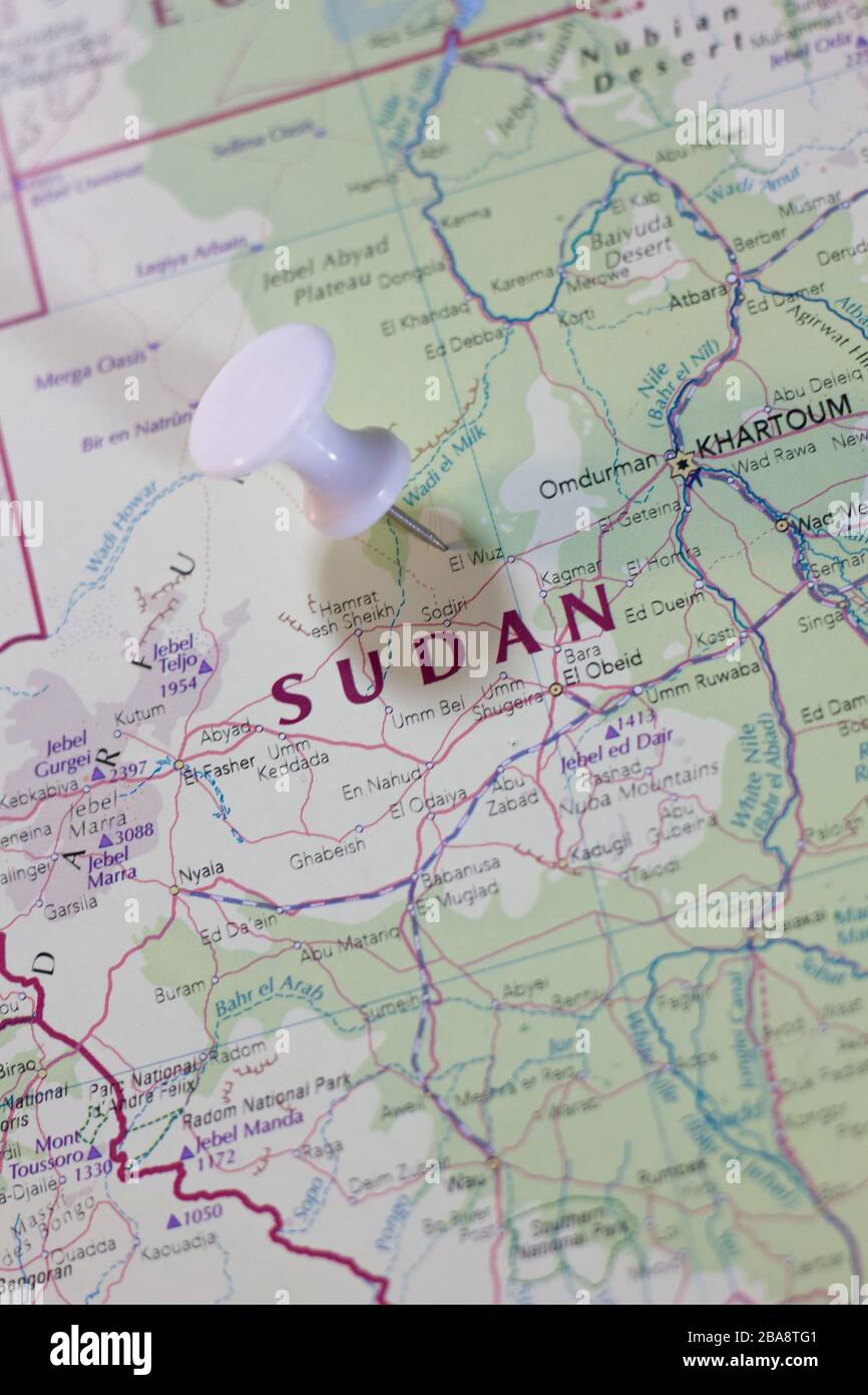 Sudan on the map of the world or atlas Stock Photo - Alamy