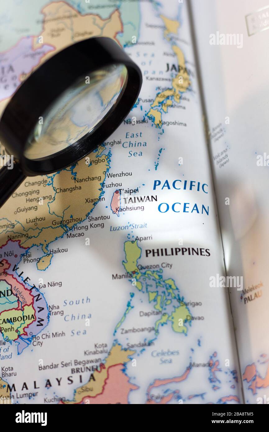 Taiwan on the map of the world or atlas Stock Photo - Alamy