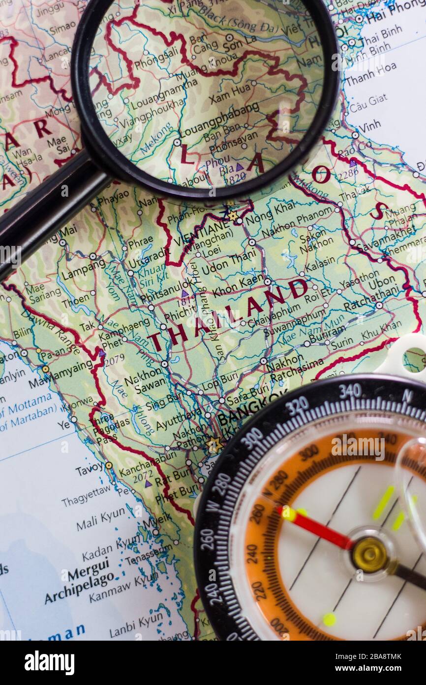 Thailand on the map of the world or atlas Stock Photo - Alamy