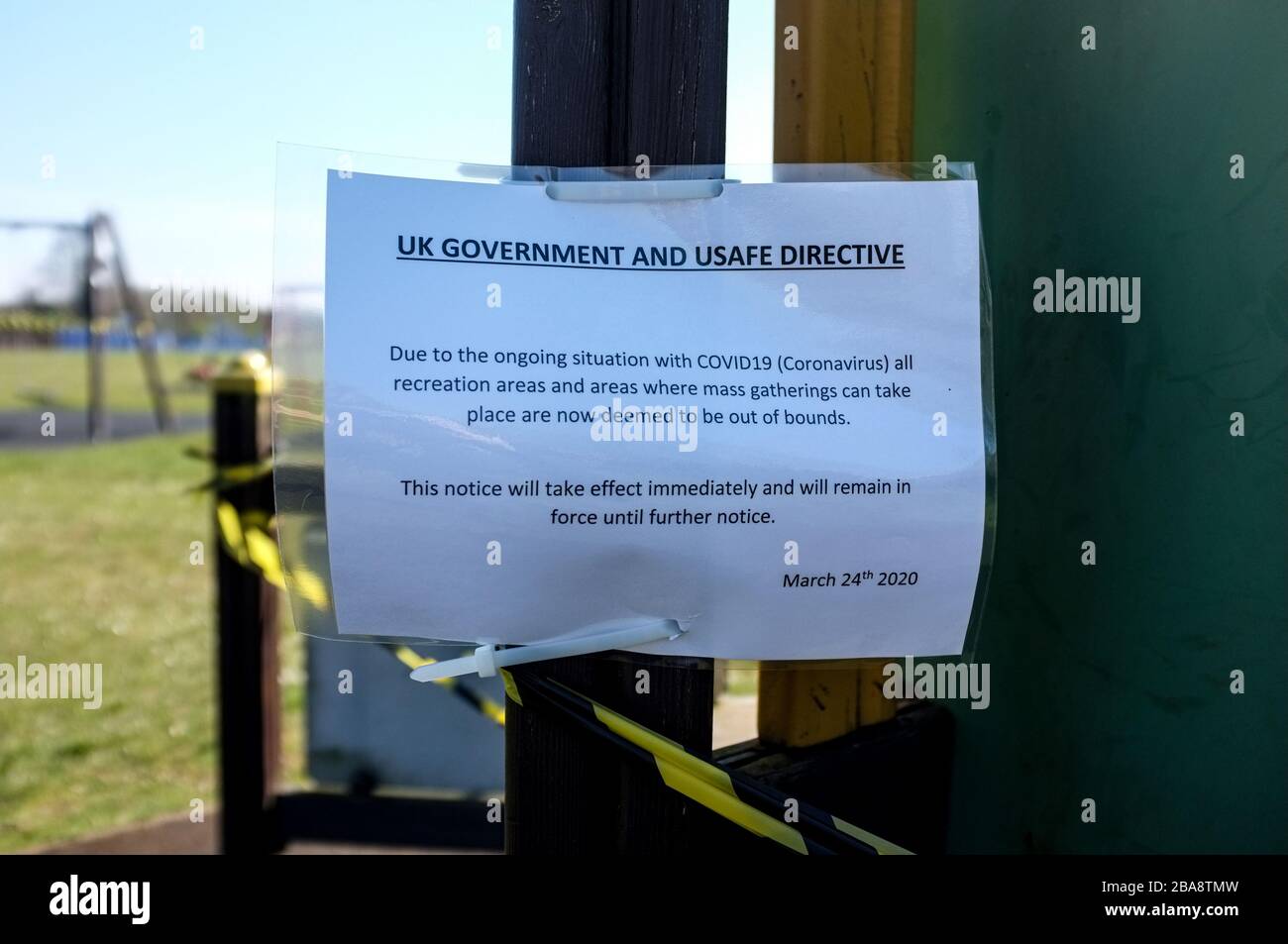 Playground caution taped and deserted following a UK government ...