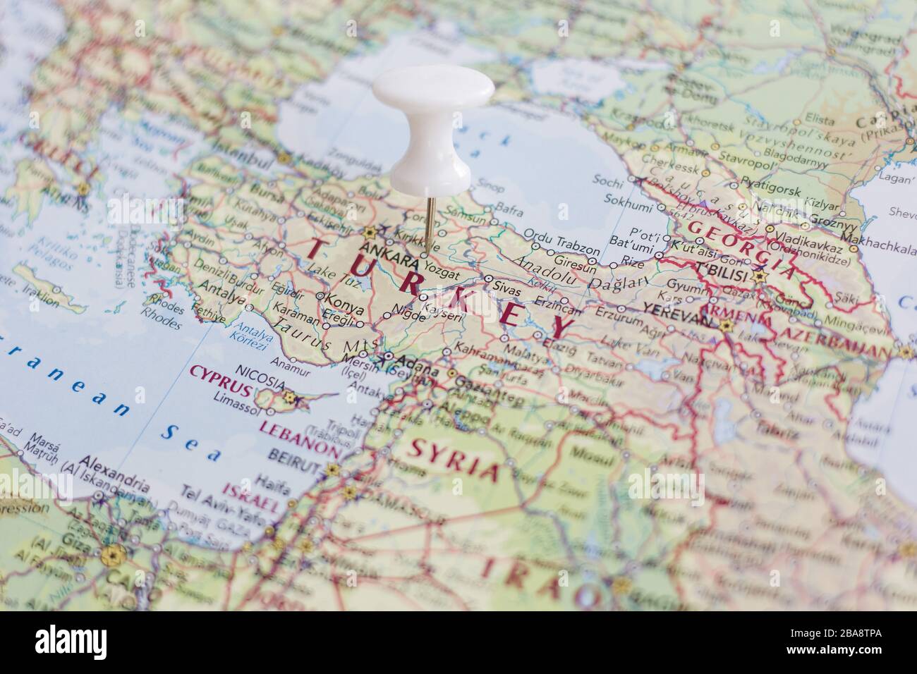Turkey on the map of the world or atlas Stock Photo - Alamy