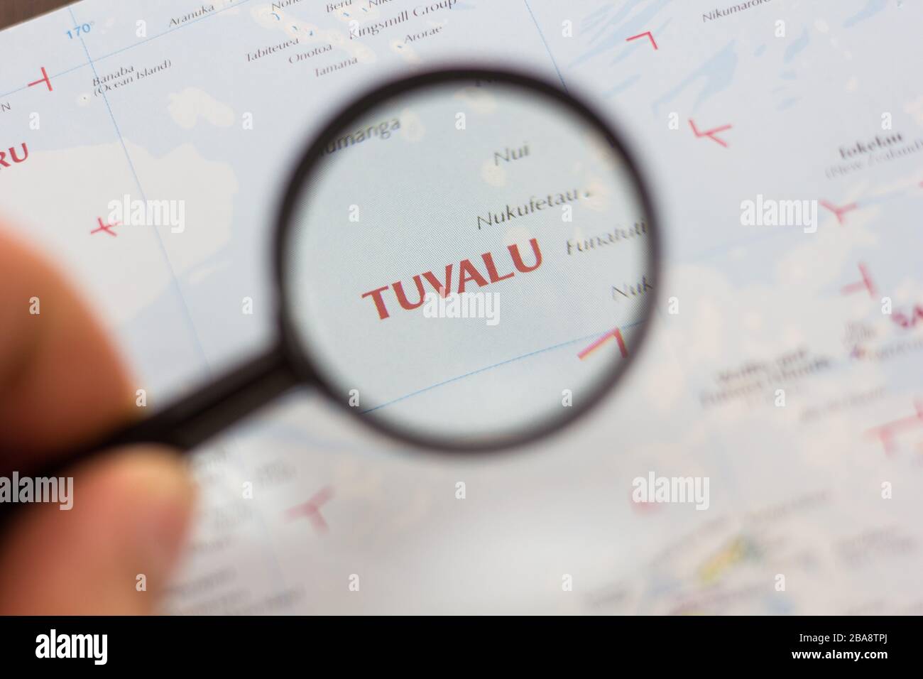 Tuvalu on the map of the world or atlas Stock Photo - Alamy