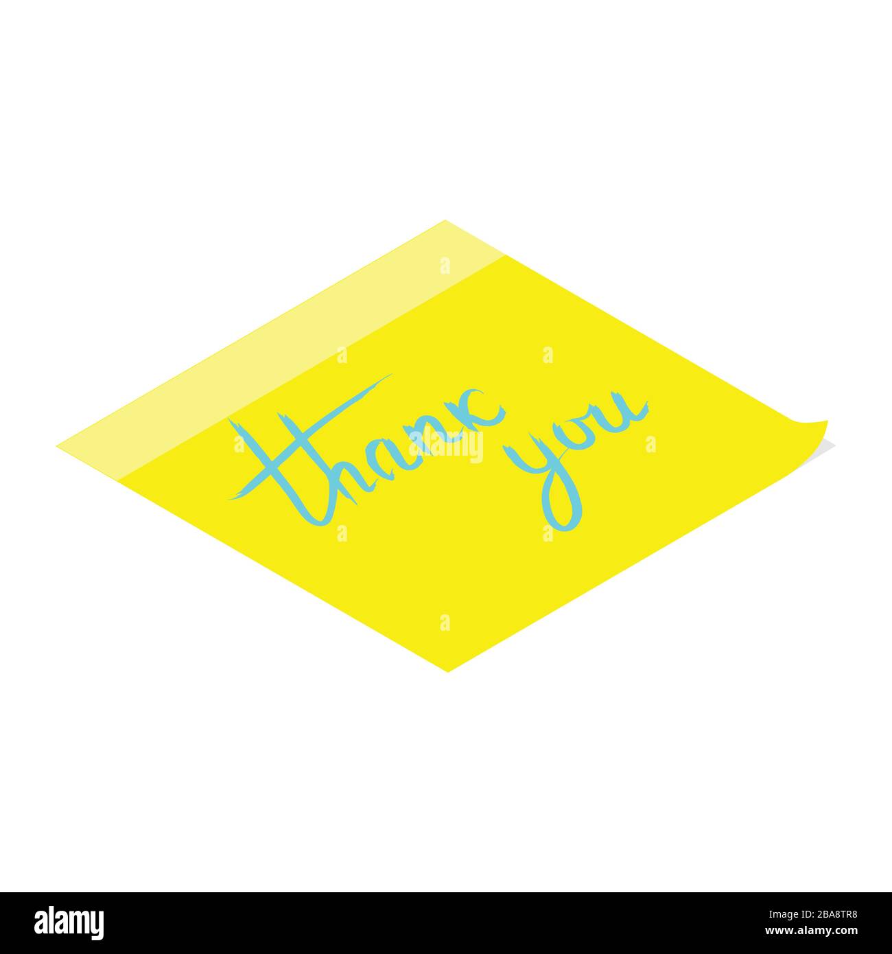 Thank You handwritten inscription on yellow sticky note. Hand drawn ...