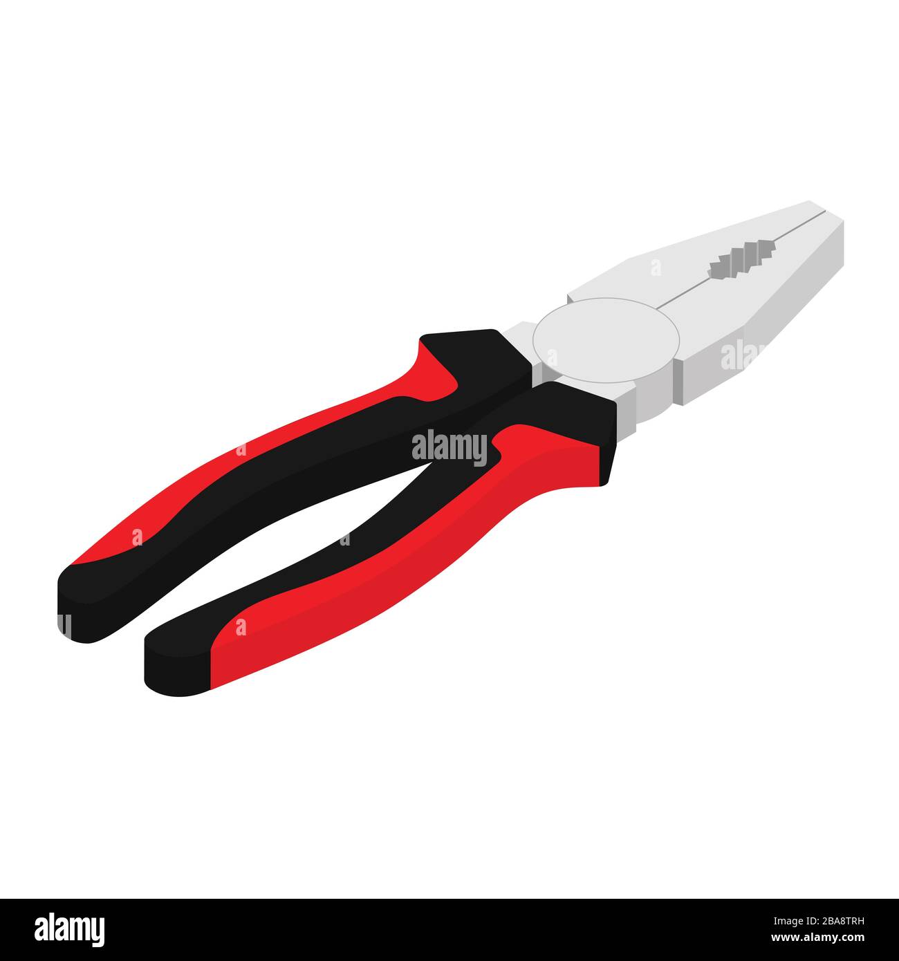 Pliers with red, black handle isometric view isolated on white ...