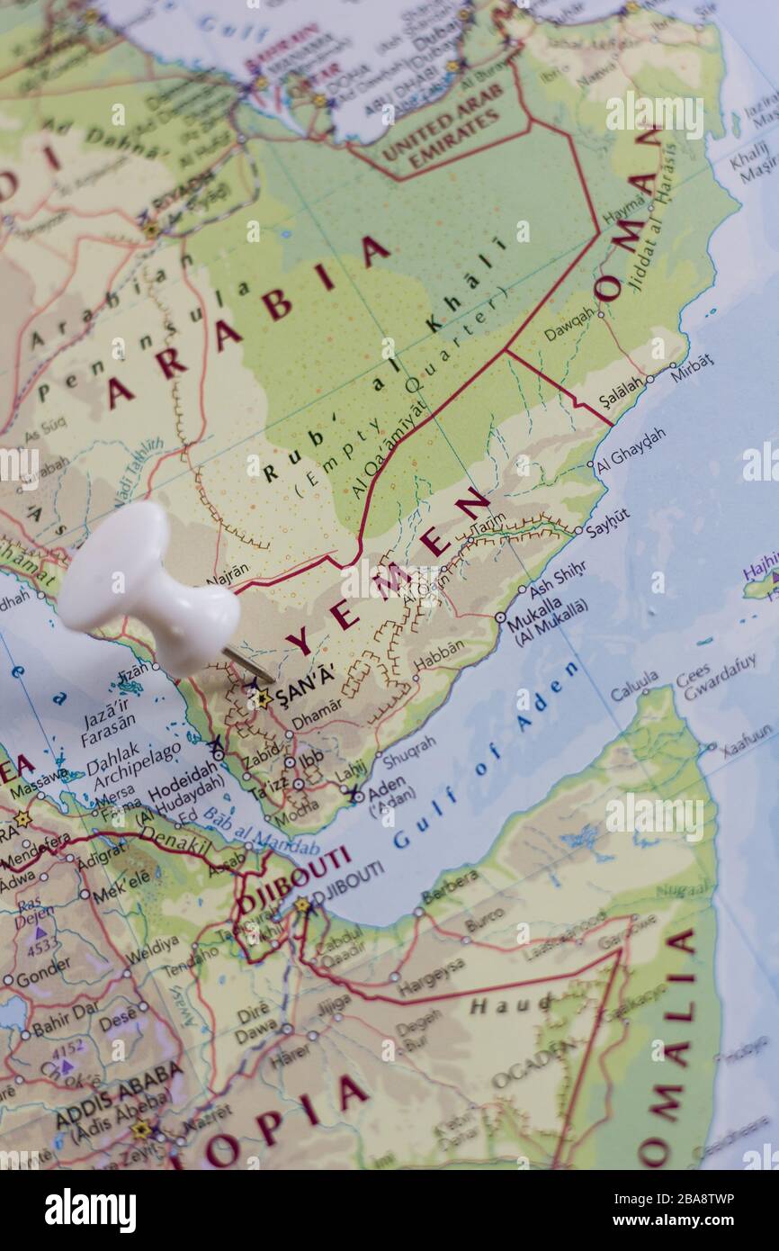 Yemen on the map of the world or atlas Stock Photo - Alamy