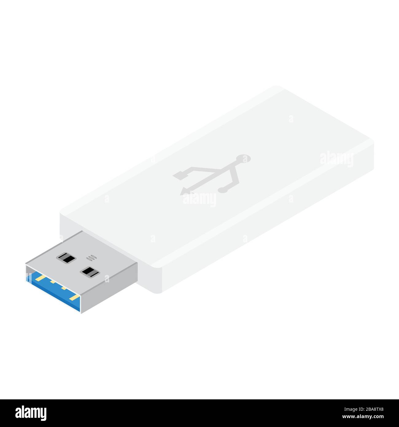 White realistic USB flash drive vector isolated on white background ...