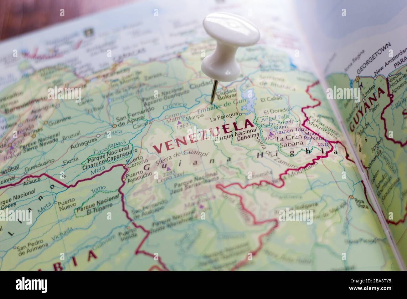 Venezuela on the map of the world or atlas Stock Photo - Alamy