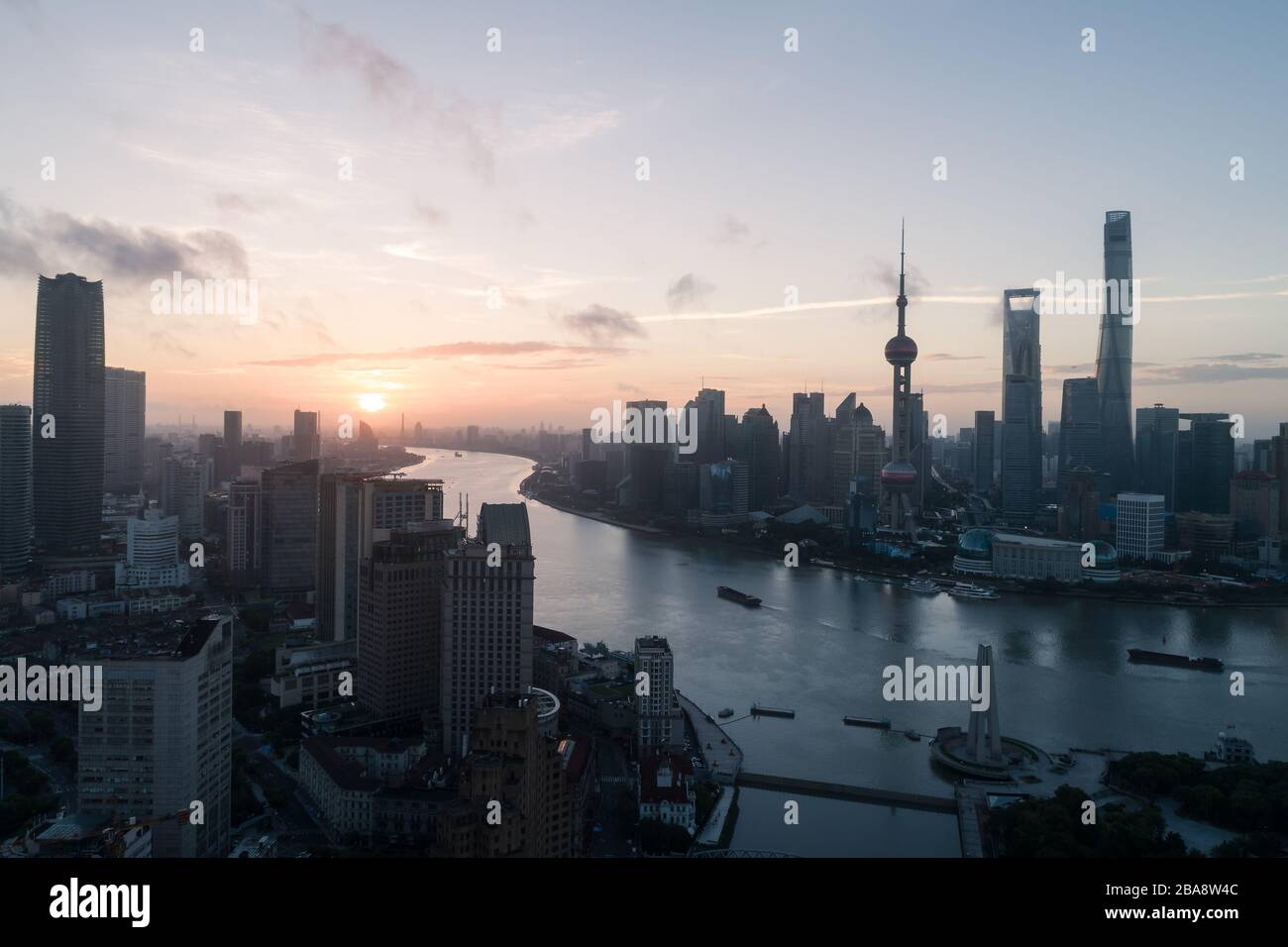 aerial view of Lujiazui, Shanghai city, at dawn Stock Photo - Alamy