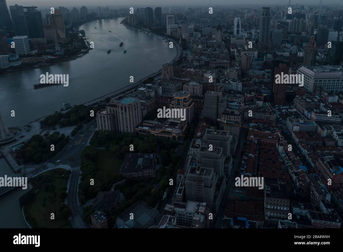 aerial view of Lujiazui, Shanghai city, at dawn Stock Photo - Alamy