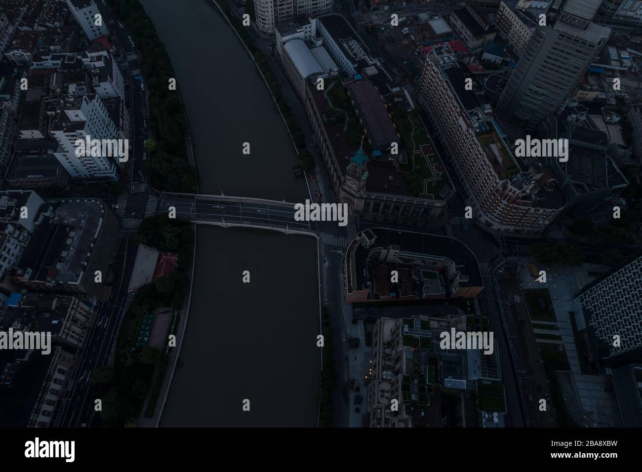 aerial view of HuangPu district, Shanghai, at dawn Stock Photo - Alamy