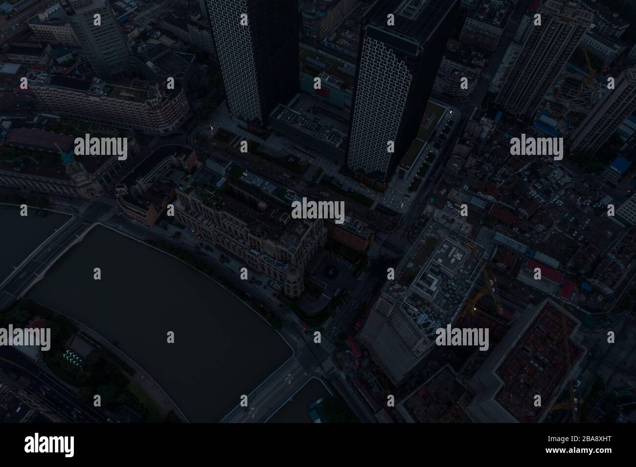 aerial view of HuangPu district, Shanghai, at dawn Stock Photo - Alamy