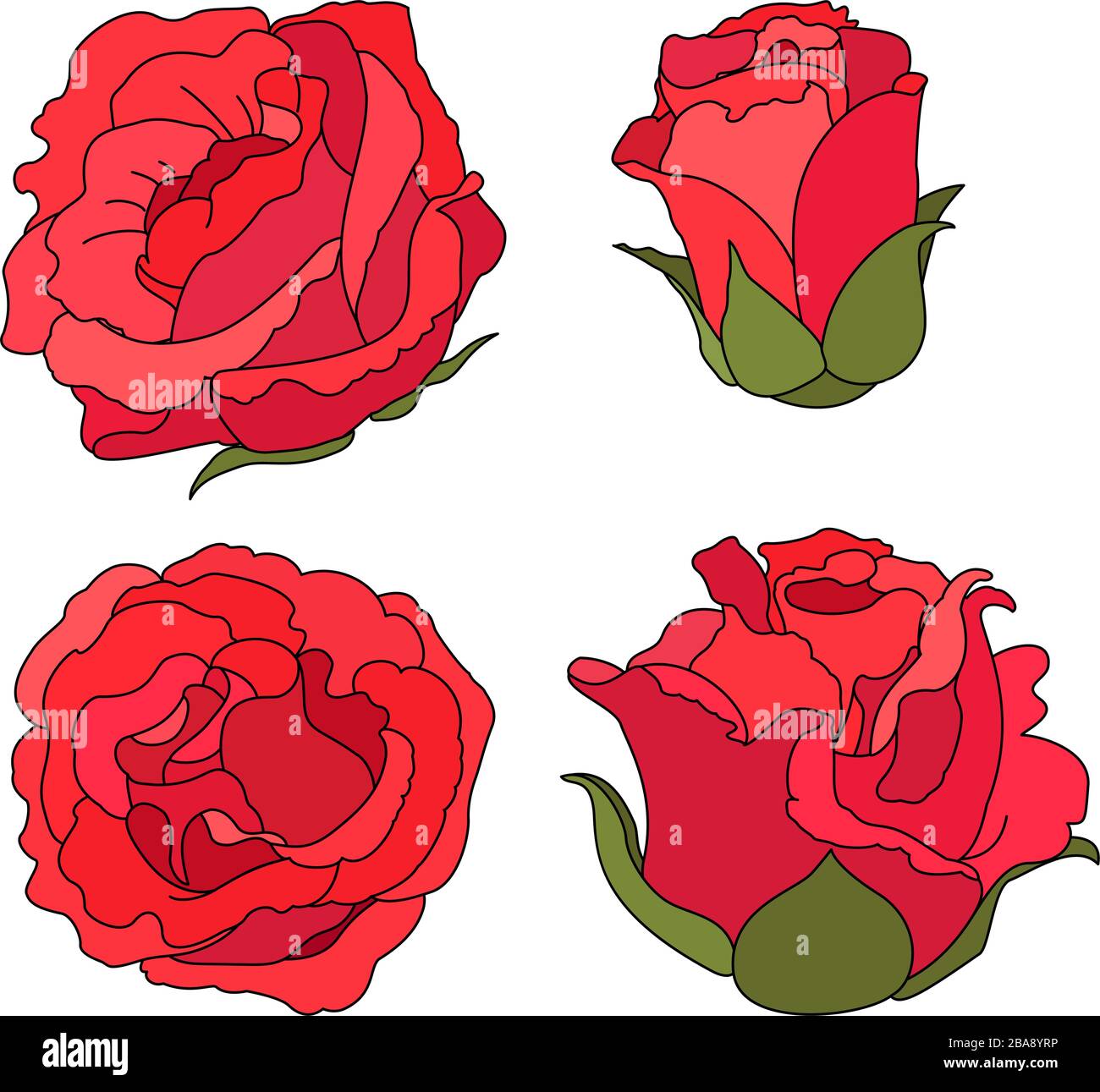 vector rose flower clip art on white isolated background Stock Vector ...