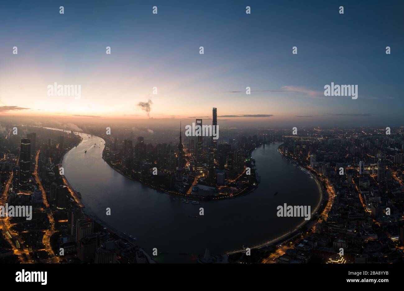 aerial view of Lujiazui, Shanghai city, at dawn Stock Photo - Alamy