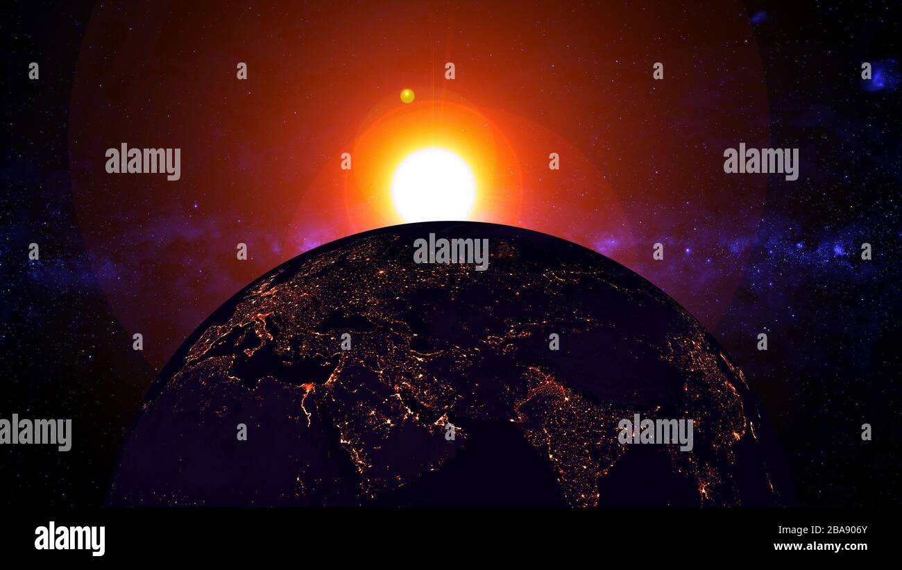 Planet Earth with a spectacular sunset "Elements of this image ...